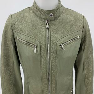 Guess | Jackets & Coats | Guess Leather Green Jacket | Poshmark
